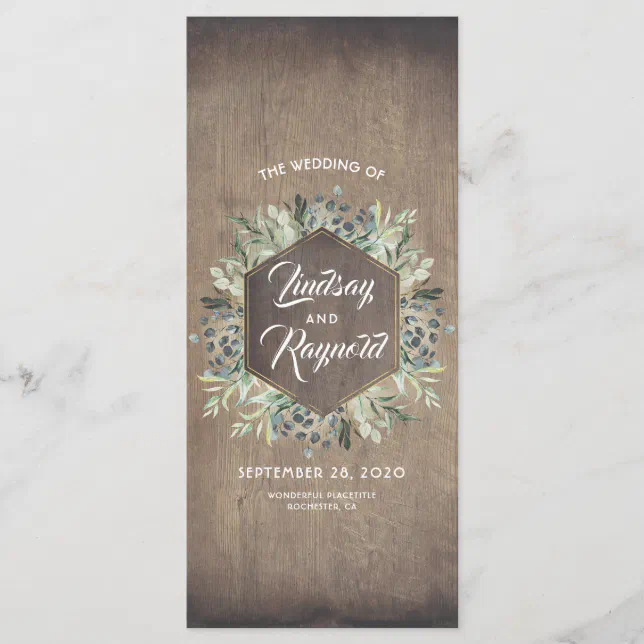 Greenery | Rustic Country Barn Wedding Programs | Zazzle