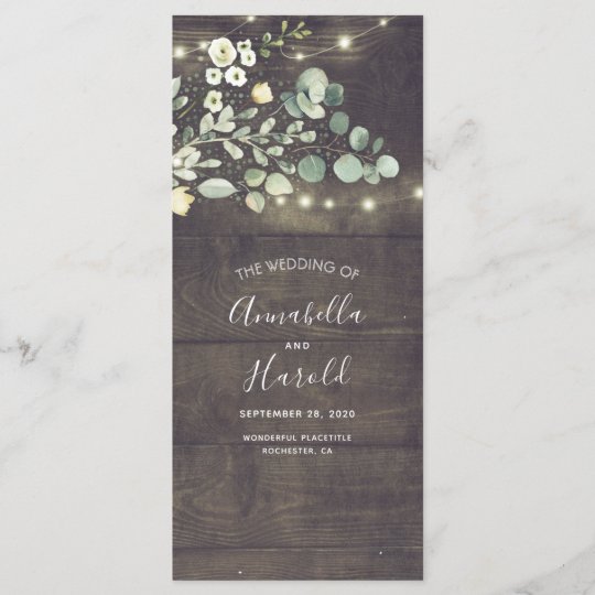 Greenery Rustic Garden Wedding Programs | Zazzle.com