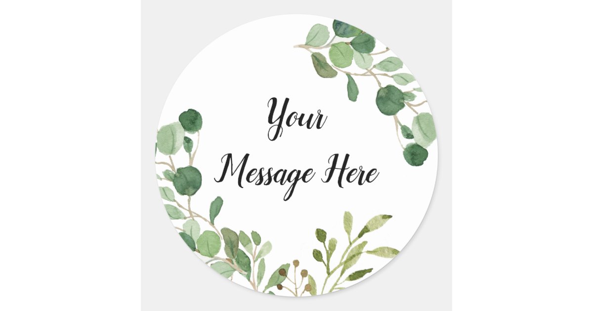 Greenery Rustic Green Classic Round Sticker | Zazzle