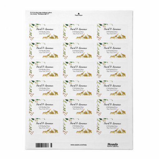Greenery Safari Animal Address Label | Zazzle