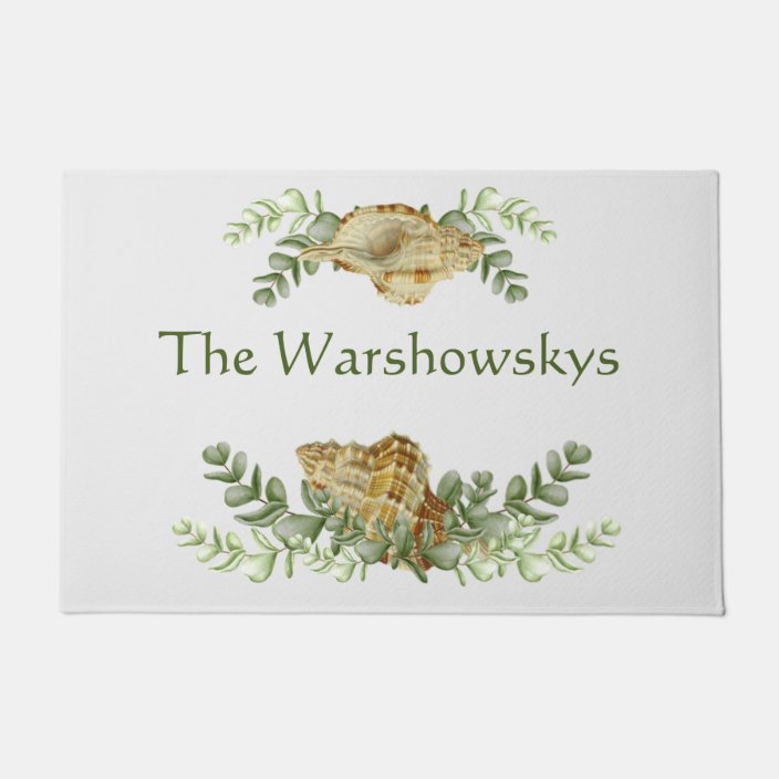 Greenery Seashell Nautical Cream Shells Coastal 3 Doormat | Zazzle.com