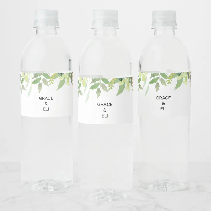 Greenery Summer Destination Water Bottle Label | Zazzle