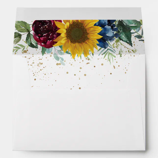 Greenery Sunflower Floral for 5x7 Invitation Envelope | Zazzle