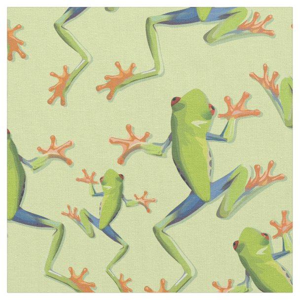 Green Tree Frogs Fabric | Zazzle