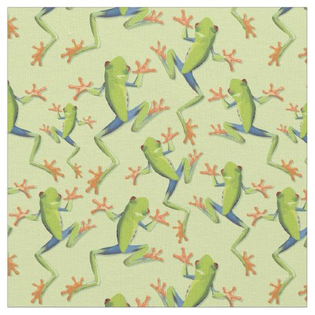 Green Tree Frogs Fabric | Zazzle.com