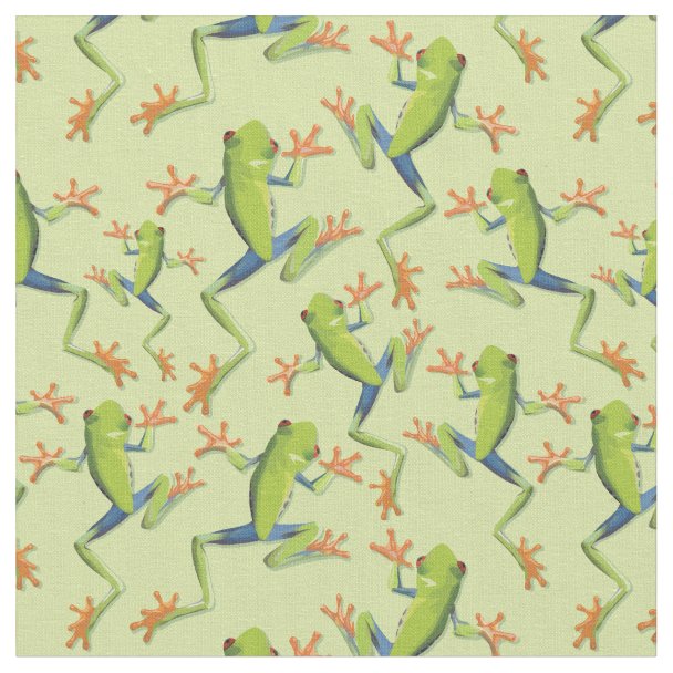 Green Tree Frogs Fabric | Zazzle.com