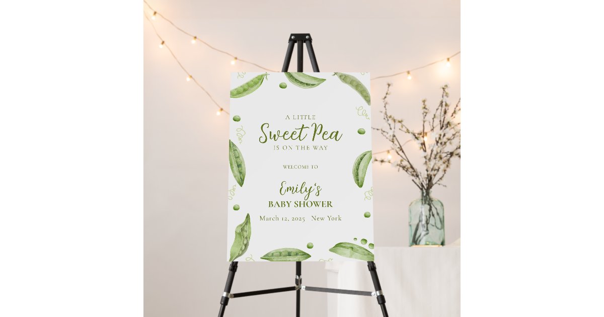 Greenery Veggie Sweet Pea Baby Shower Welcome Sign | Zazzle