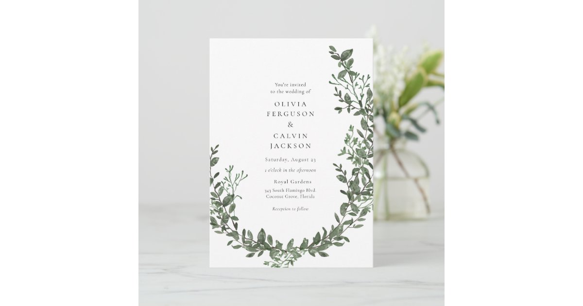 Greenery Vines Garden Wedding Invitation | Zazzle