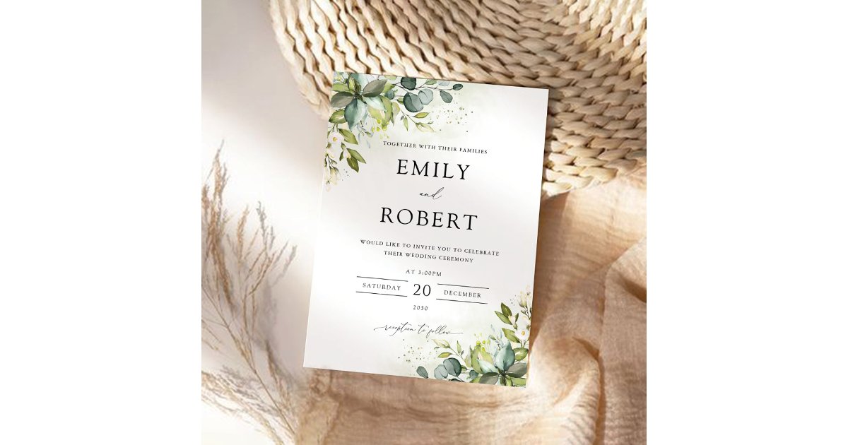 Greenery Wedding Ceremony Invitation | Zazzle