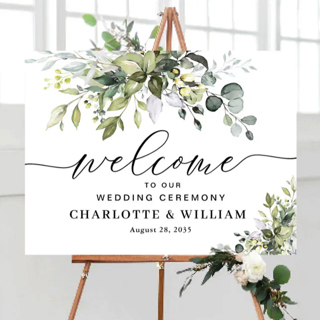 Greenery Wedding Ceremony Poster | Zazzle