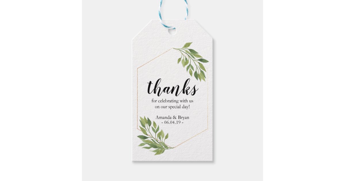 Greenery Wedding Favor Gift Tag botanical | Zazzle