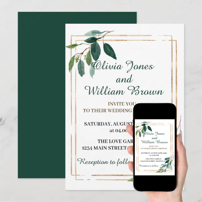 Greenery Wedding Invitation | Zazzle