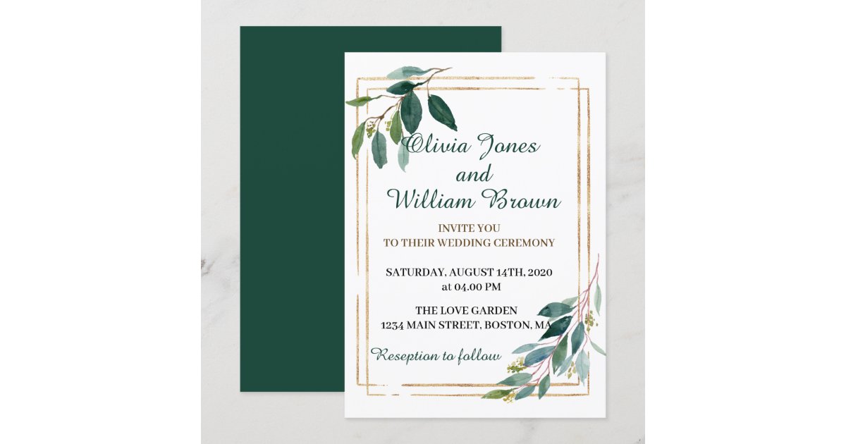Greenery Wedding Invitation | Zazzle
