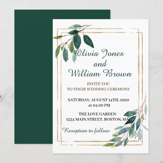 Greenery Wedding Invitation | Zazzle