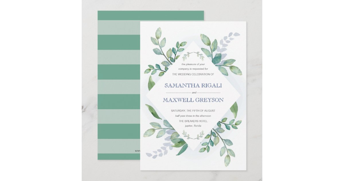 Greenery Wedding Invitation | Zazzle