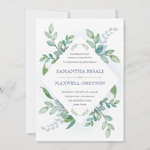 Greenery Wedding Invitation | Zazzle