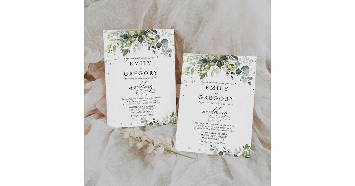 Greenery Wedding Invitation | Zazzle