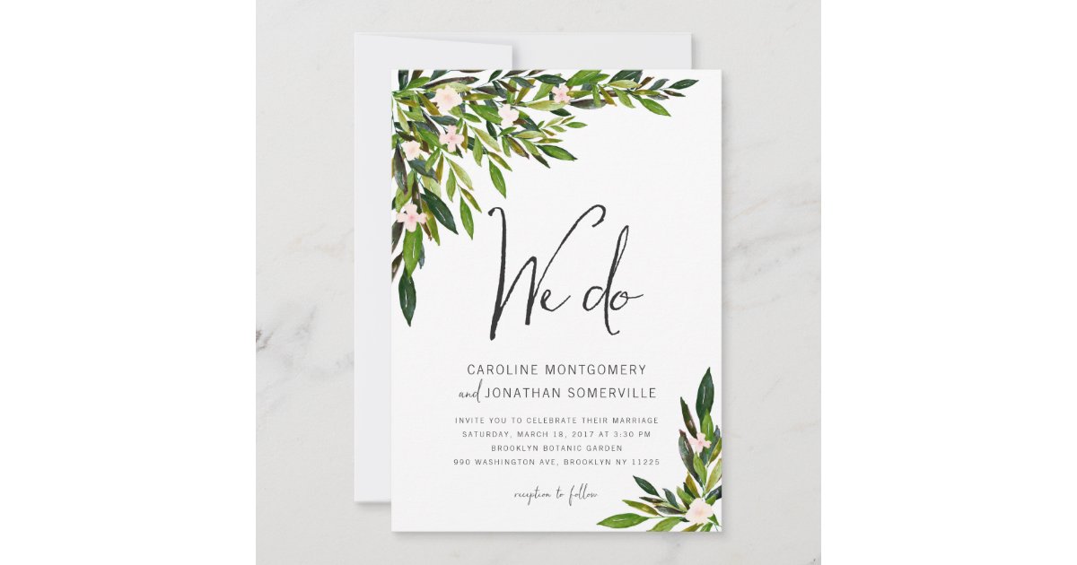 Greenery Wedding Invitation Set Botanical Invite | Zazzle