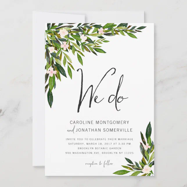 Greenery Wedding Invitation Set Botanical Invite | Zazzle
