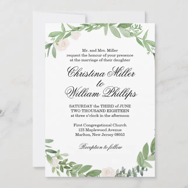 Greenery Wedding Invitations | Zazzle