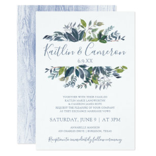 Blue And Green Wedding Invitations | Zazzle