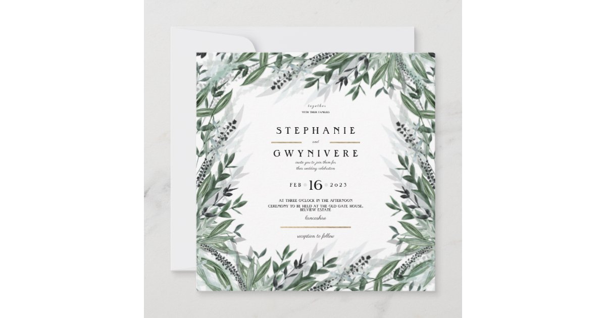 Greenery wedding invite | Zazzle