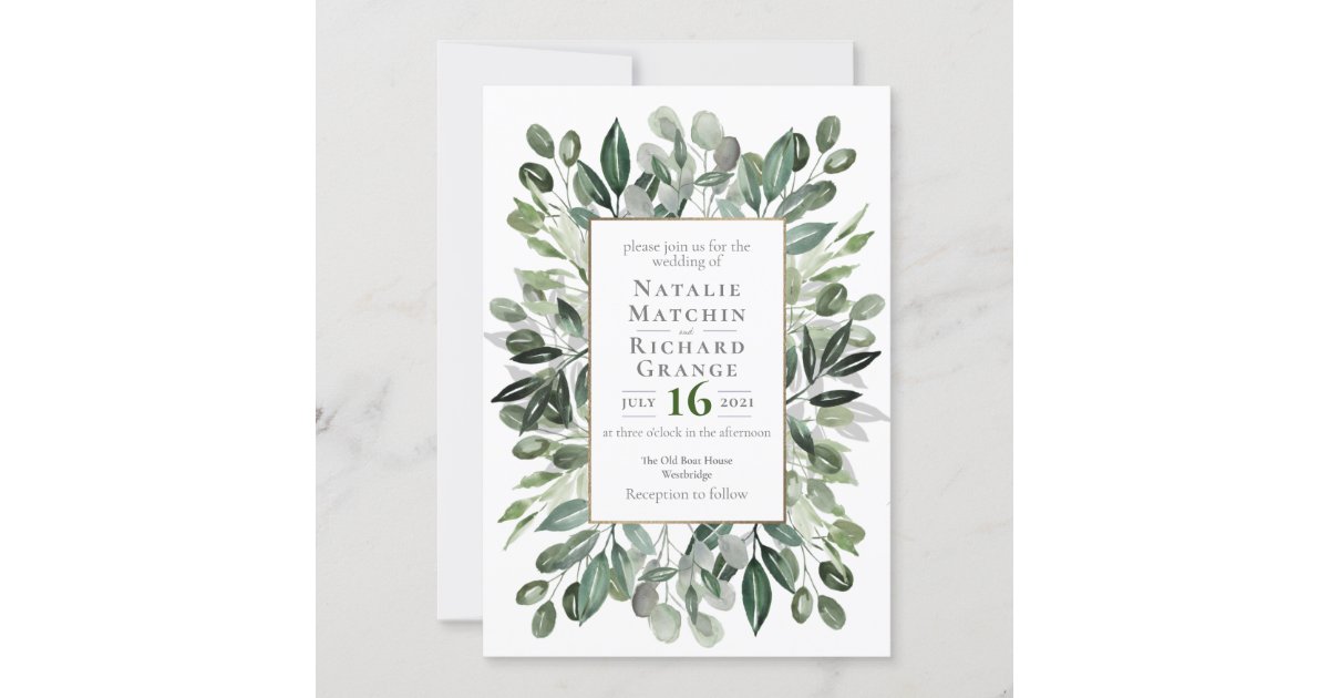 Greenery Wedding Invite, Invitation | Zazzle
