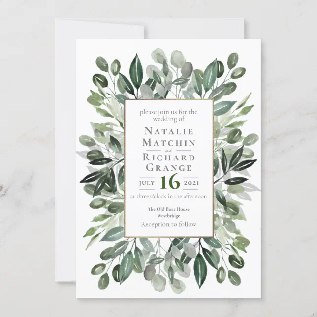 Greenery Wedding Invite, Invitation | Zazzle