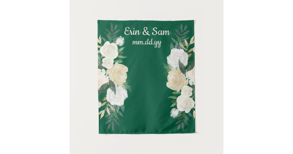 Greenery Wedding Photo Booth Backdrop Hunter Green | Zazzle
