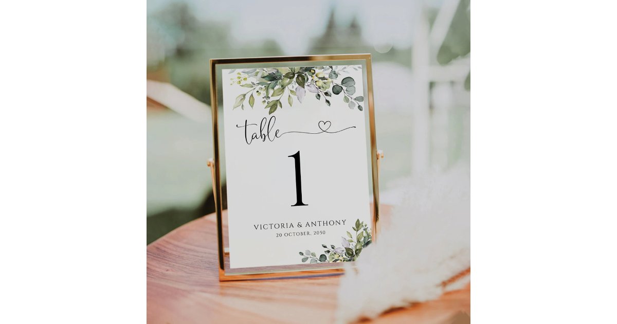 Greenery Wedding Table Numbers | Zazzle
