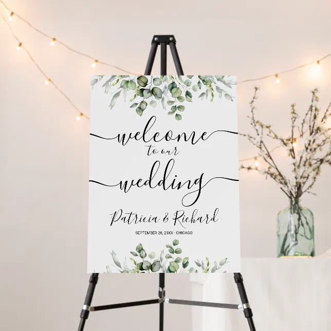 Greenery Wedding Welcome Sign Foam Board | Zazzle
