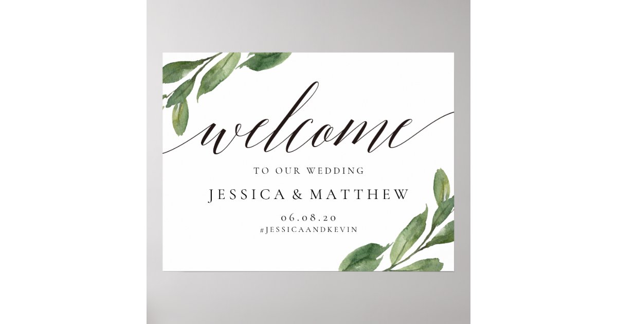 Greenery Welcome Wedding Sign | Zazzle
