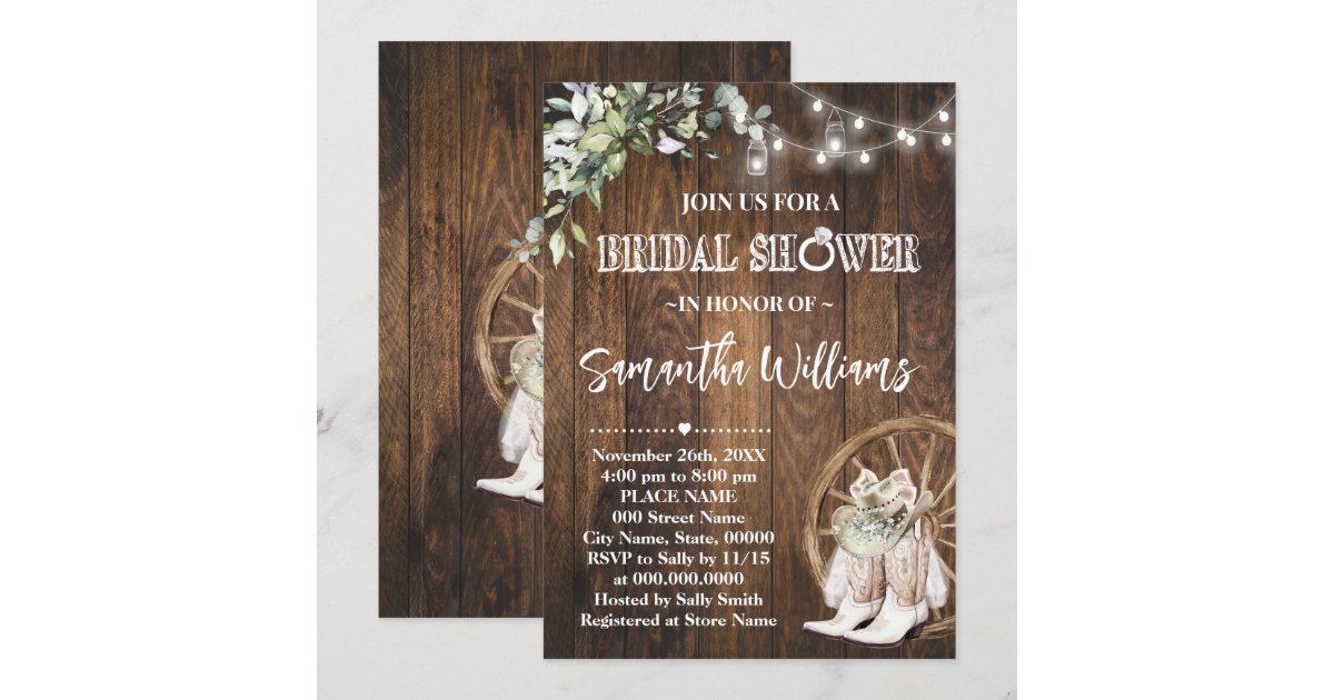 Greenery Western Bridal Shower Country Wedding Invitation | Zazzle