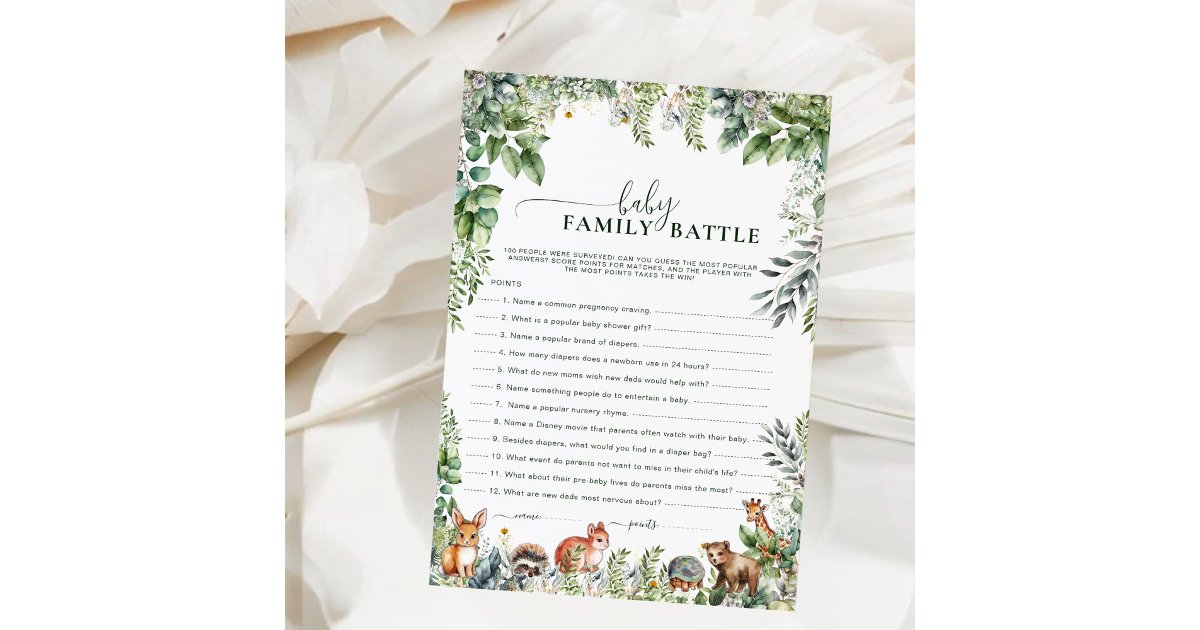 Greenery Wild Safari Baby Family Battle Game | Zazzle