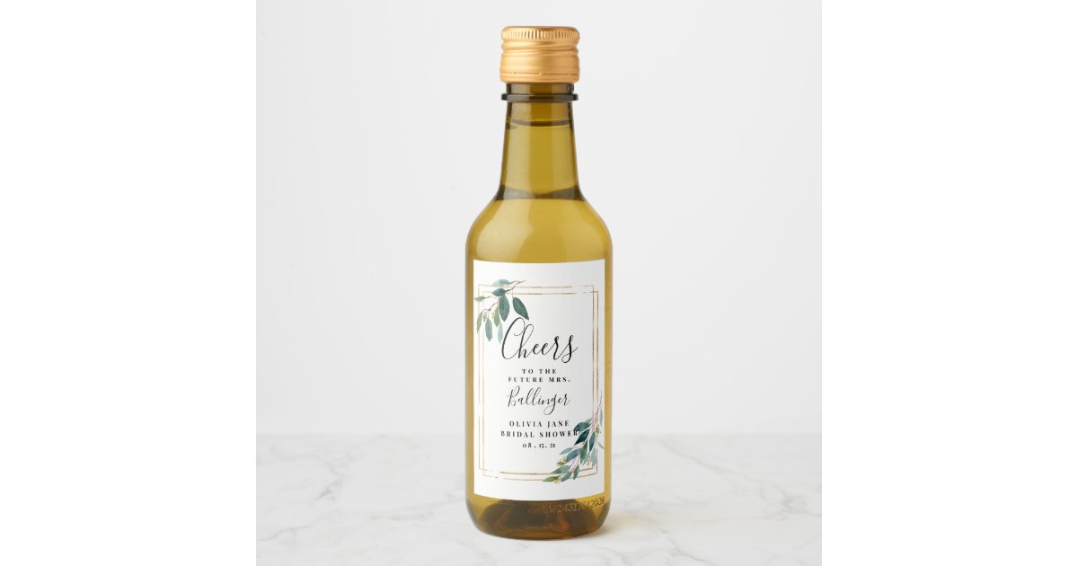Greenery Wine Label, Eucalyptus Mini Wine Label | Zazzle