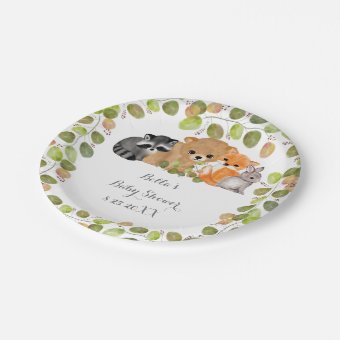Greenery Woodland Forest Animal Paper Plates | Zazzle