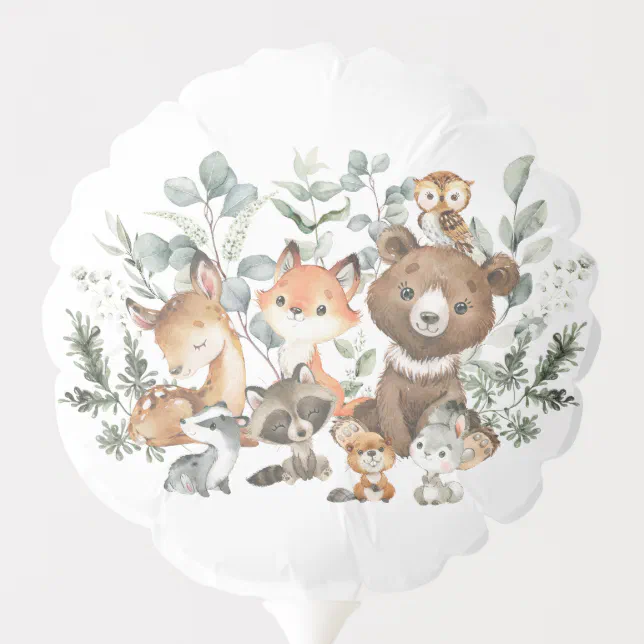 Greenery Woodland Forest Animals Baby Birthday Balloon | Zazzle