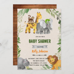 Greenery zoo animals suite theme invitation | Zazzle