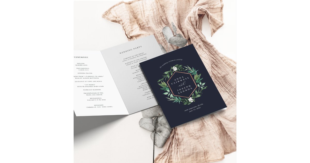 Greenhouse Frame | Watercolor Botanical Wedding Program | Zazzle