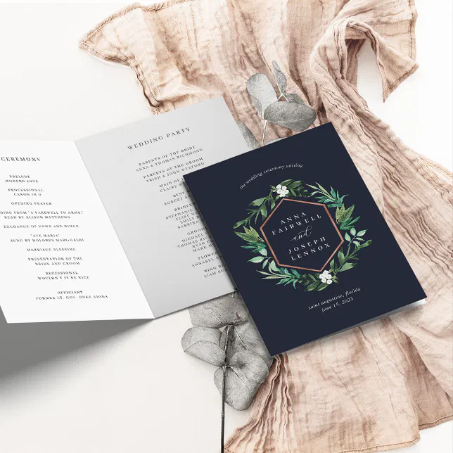 Greenhouse Frame | Watercolor Botanical Wedding Program | Zazzle