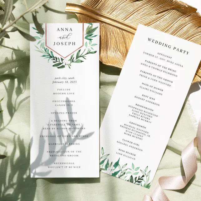 Greenhouse | Watercolor Botanical Wedding Ceremony Program | Zazzle