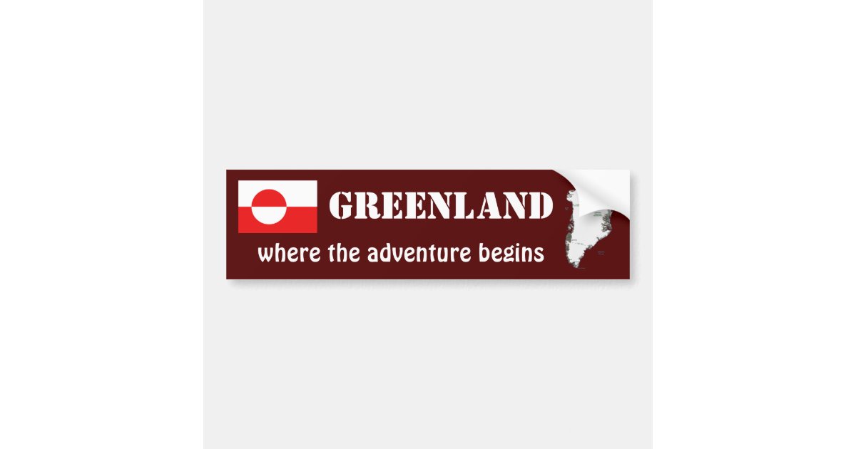 Greenland Flag + Map Bumper Sticker | Zazzle