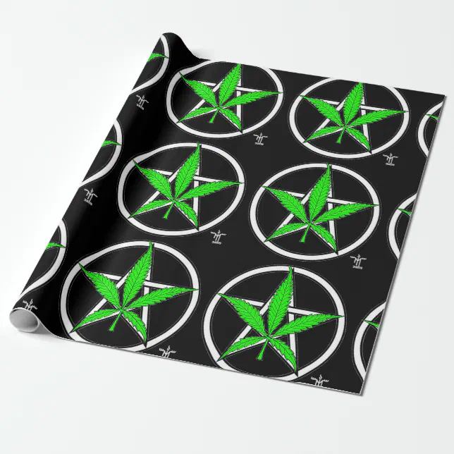 Greenleaf Pentagram Wrapping Paper | Zazzle