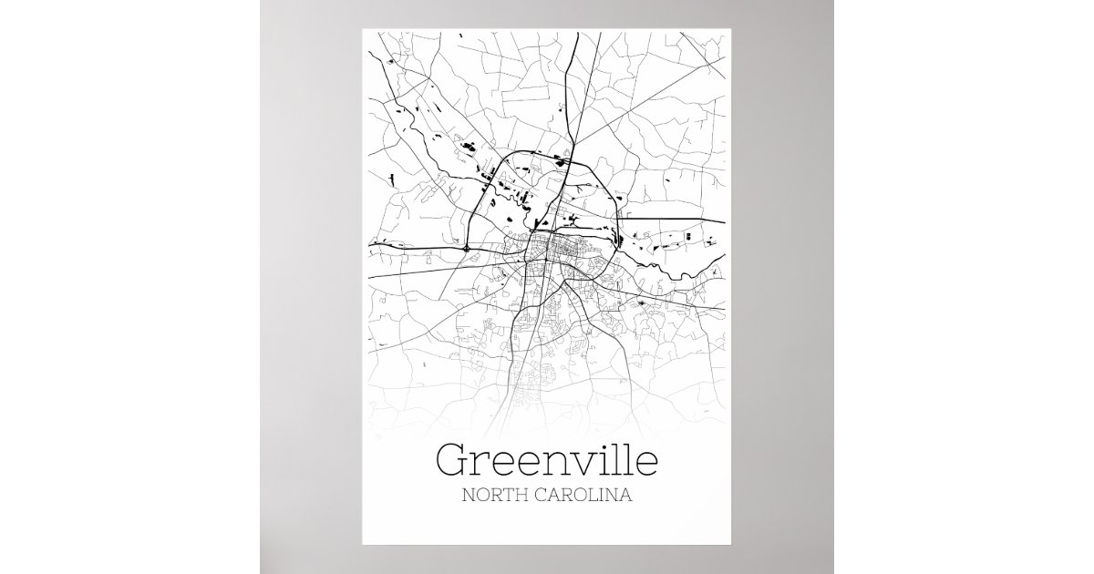 Greenville Map - North Carolina - City Map Poster | Zazzle