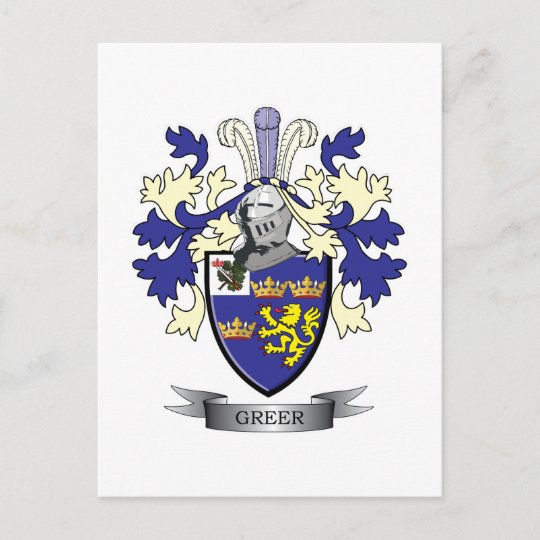 Greer Family Crest Coat of Arms Postcard | Zazzle.com