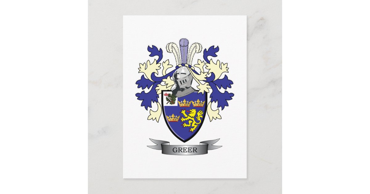 Greer Family Crest Coat of Arms Postcard | Zazzle