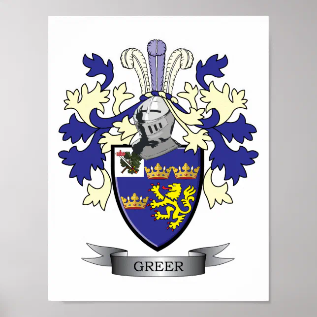 Greer Family Crest Coat of Arms Poster | Zazzle