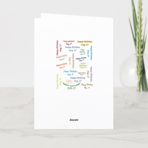 Greeting Card August, 17 Birthday | Zazzle