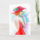 Greeting Card beautiful woman portrait | Zazzle.com