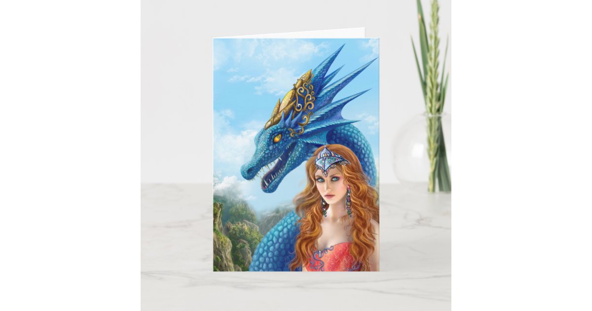 Greeting Card, Blue Dragon Card | Zazzle